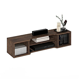 Furinno Indo Floating Storage Hutch Media Console, Columbia Walnut