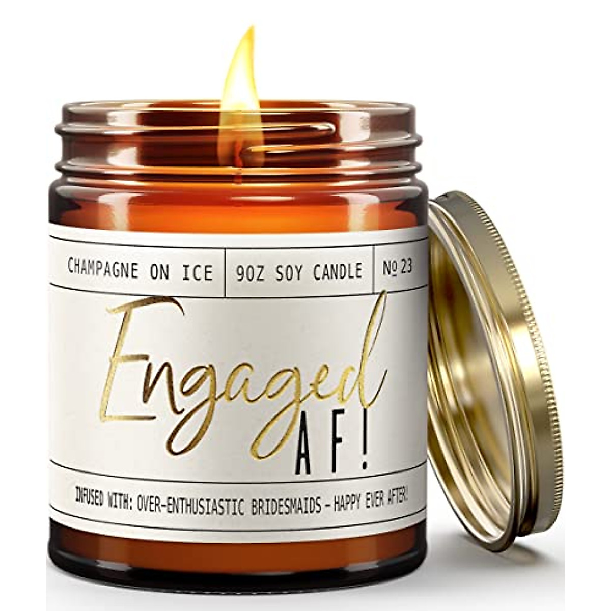 Engagement Gift, Engagement Gifts for Women -'Engaged!' Soy Candle, w/Champagne On Ice I Engagement Gifts for Couples I Fiance Gifts for Her I Engaged Gifts for Her I 9oz Jar, 50Hr Burn, USA Made