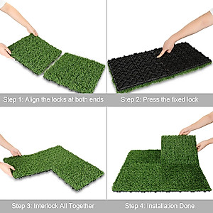 MNKNENG 9 Packs Artificial Grass Turf Tiles for Patio 12x12 Inches Fake Grass for Patio Self-draining Interlocking Grass Tiles for Balcony Backyard Patio Indoor Outdoor Flooring Lawn