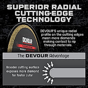 Devour 4.5" All Purpose Segmented Diamond Blade for Cutting Rebar, Cast Iron, Concrete, Pavers, Tile, Granite, Laminate, PVC & More, Made in USA, 7/8" Arbor & Comes with a 5/8" Reducer Ring