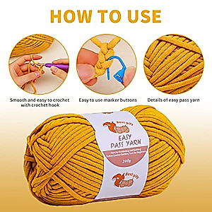 Fedmut Yarn for Crocheting -200g Beginners Chunky Cotton Yarn Easy-to-See Stitches Thick Worsted Yarn for Knitting Craft -Yellow