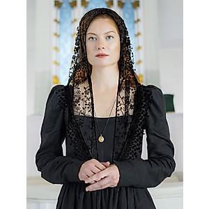 Zhanmai 6 Pcs Veils for Church Catholic Mass Veils for Women Catholic Lace Triangle Lace Mantilla Floral Tulle Scarf Covering (Novel Color)