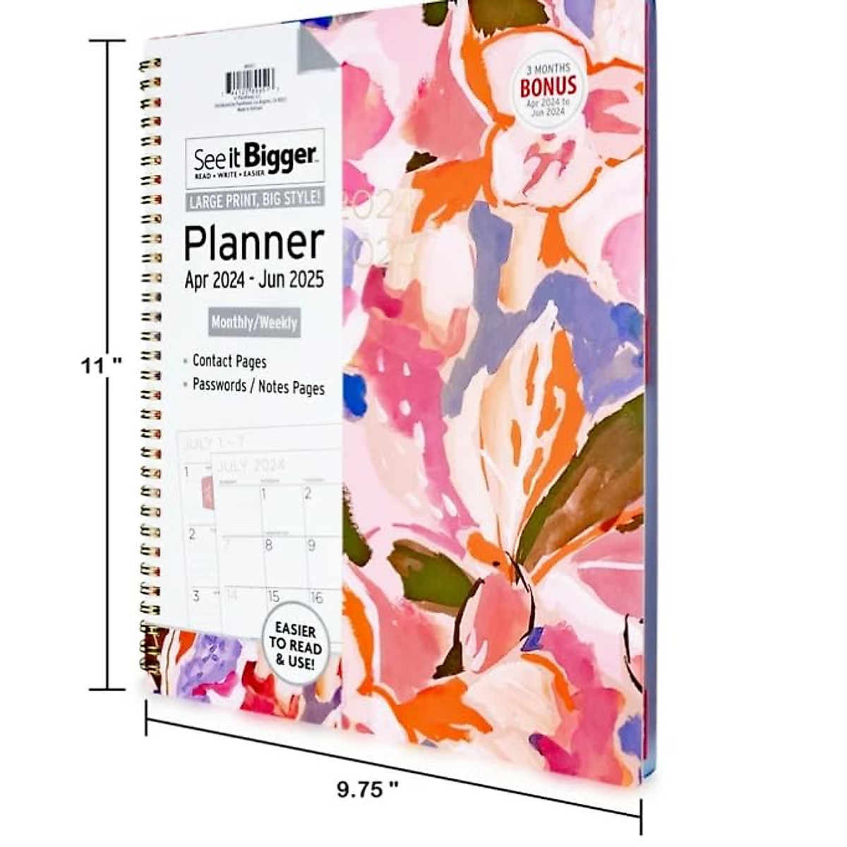 PlanAhead See IT Bigger Specialized Large Print, April 2024 June 2025 Weekly Monthly Large Planner, Size 8.5" x 11" and 6 in 1 Multicolor Ballpoint Colorful Ink Penfrom TheBeliver LLC.