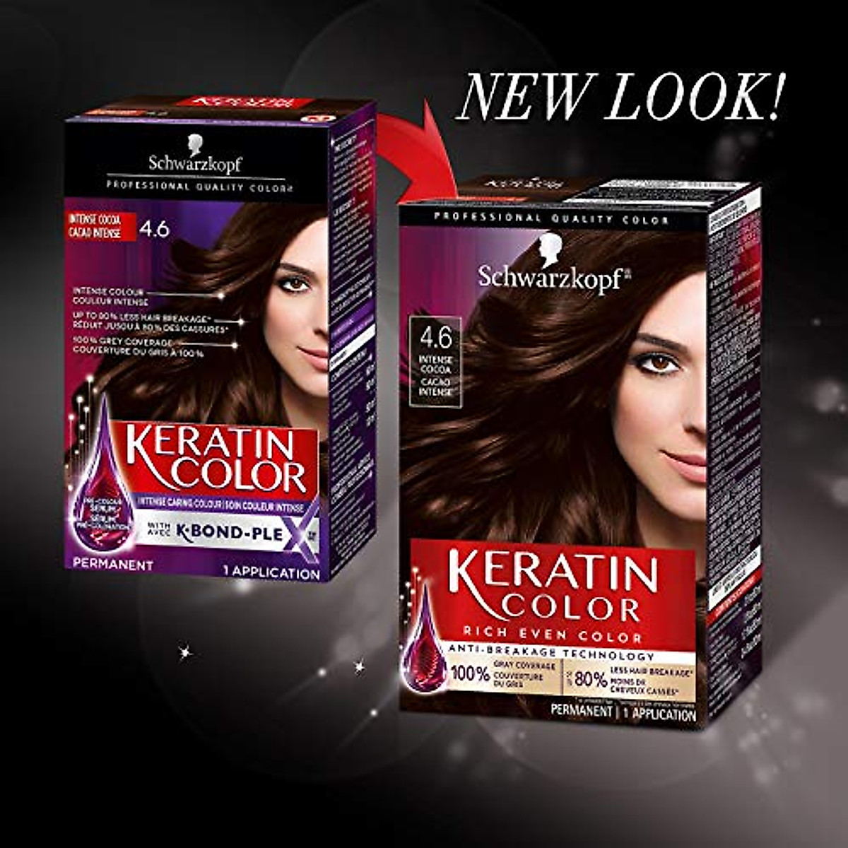 Schwarzkopf Keratin Color Permanent Hair Color Cream, 4.6 Intense Cocoa