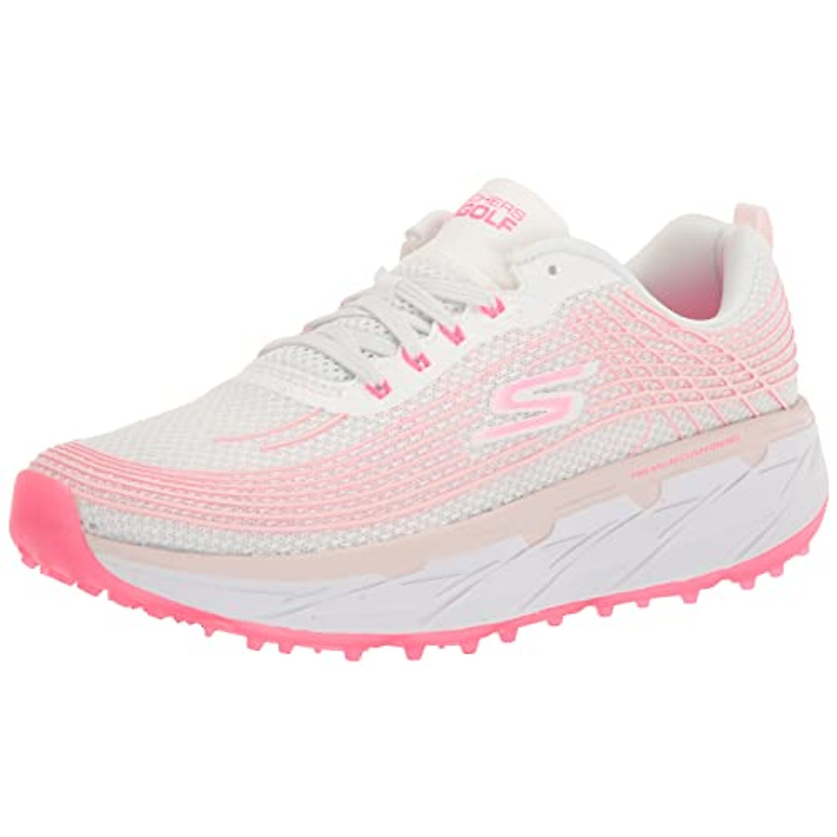 Skechers Women's Go Ultra Max Spikeless Golf Shoe Sneaker, WHT/PNK, 10