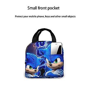 SHEFDVEG Cute Blue Lunch Bag for Boys Girls kawaii Reusable Insulated Lunch Box - Leakproof Cooler Tote Bag Freezable Lunch Bag for Office Work School