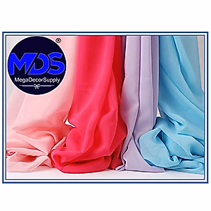 MDS Pack of 5 Yard Bridal Solid Chiffon Fabric for Merry Christmas Xmas New Year Party Home Decorations, Costume, Dress, DIY, Crafts, Silky Light Weight Drapery Fabrics 44" Width - Red