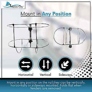 MARINE CITY Stainless-Steel Double Strong and Durable Fender Rack Gloss Finish Easy Use Holder with Stanchion Clamps 11 Inches Diameter Fender for Marines – Boats – Ships – Kayaks (Pack of 1)