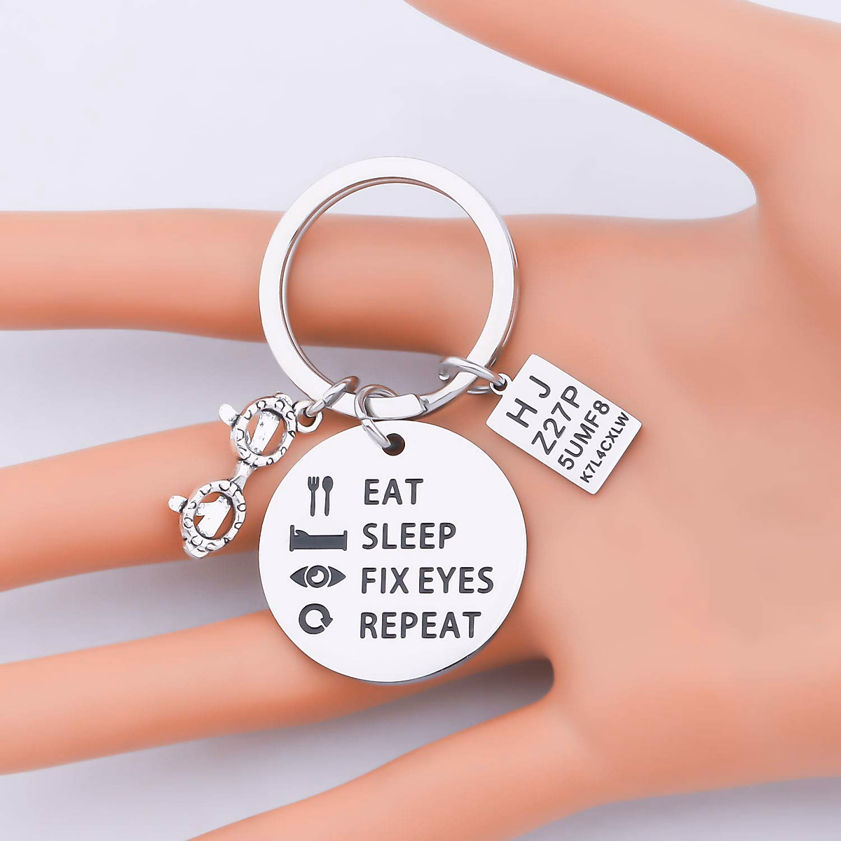 PLITI Ophthalmologist Gift Funny Optometrist Gifts Ophthalmology Gift For Optometrist Optic Eye Doctor Specialist Optometry Student Eat Sleep Fix Eyes Repeat Keychain (Eat Sleep Eyes)