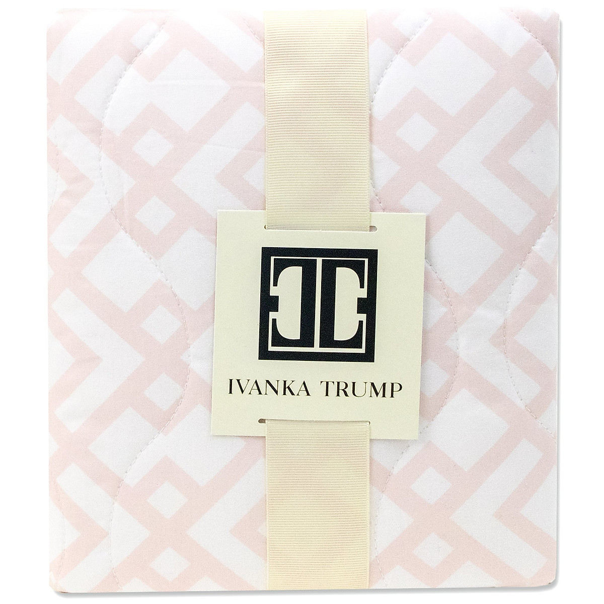 Ivanka Trump Wildflower Collection: Contoured Diaper Pad Cover for Diaper Changer - Trellis Pattern in White and Pink