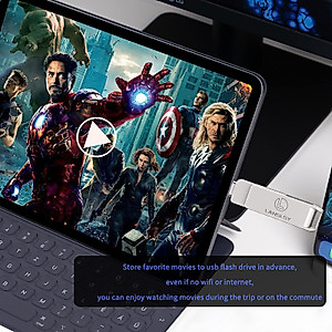 LANSLSY 256GB Flash Drive for Phone Photo Stick,Phone Flash Drive USB 3.0 External Storage,3 in 1 Phone Thumb Drive Memory Stick for Phone/Pad/Android/PC/Mac (256GB, Silver)