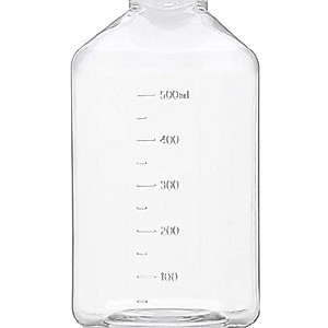 Black Magic 3D 500 ml Plastic Reagent Bottle 4-Pack Laboratory Chemical Storage. Clear Graduated Square PET Plastic Leakproof Bottles.