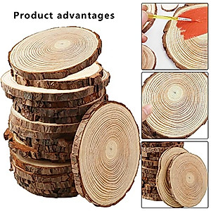 FSWCCK 17 PCS Unfinished Wood Slices for centerpieces 5.1-5.5 Inch,Round Wooden Discs with Tree Bark,Wood Cookies Circles for Crafts Christmas Ornaments,Wood Slice for Rustic Wedding Decoration