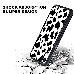 KANGHAR iPhone XR Case Tire Cow Print Cute Black White + Screen Protector Slim Anti-Scratch Shockproof Skid Outline Durable PC Layer TPU Bumper Full Body Protection Cover -6.1 Inch
