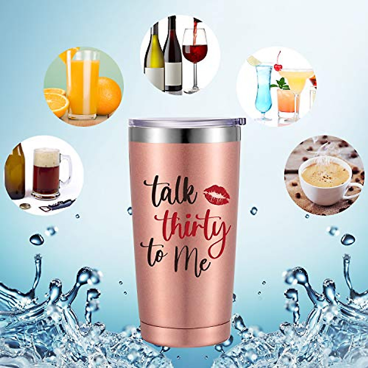 Funny 1993 30th Birthday Gift Talking Thirty to Me Travel Tumbler for Women, Dirty 30 Presents for Her, Daughter, Auntie, Wife, Girlfriend, 20 oz Mug Tumbler with Lid Straw Brush and Gift Box