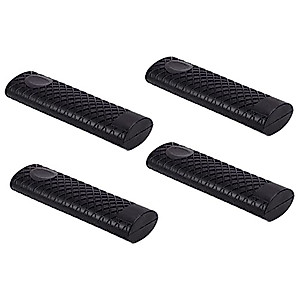 MroMax Silicone Hot Handle Holder 6.1 Inch Non Slip Potholder Heat Resistant Pot Handle Sleeve for Cast Iron Pot Woks Frying Pans Griddles Skillets Oven Black 4Pcs