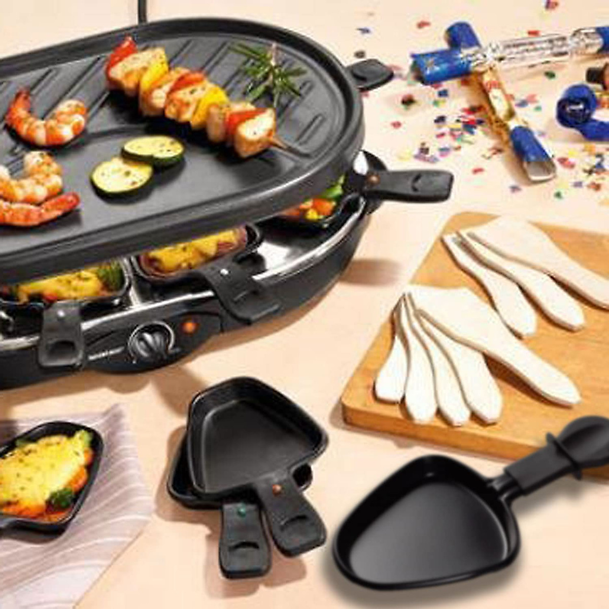 Kosmosta Non-Stick Coated Mini Grill Cheese Pan Melting Accessories for Raclettes Replacement trays Raclette Dishes Mini raclette pans, Triangle Shape(4PCS)