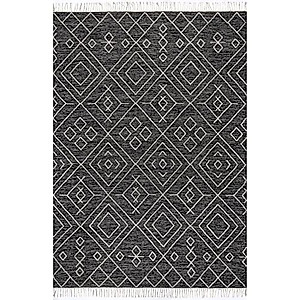 nuLOOM Cheryl Cotton Flatweave Diamond Trellis Tassel Area Rug, 6' x 9', Grey