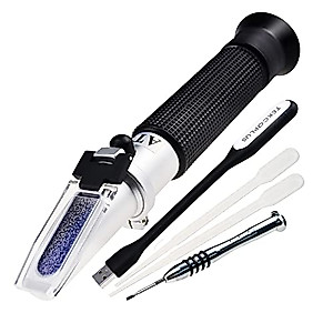 0-10% Brix Refractometer for Testing Sugar Content Maple sap Syrup, Low-Concentrated Sugar Solutions, Tea, Portable Hand Held Sugar Content Measurement with ATC Function and LED Light, pipettes