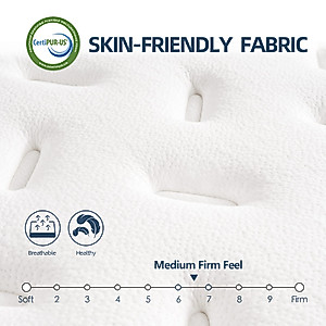 King Mattress, DIGLANT 10 Inch Hybrid Tight Top Mattress, Memory Foam Pocket Spring Mattress Sleep Supportive & Pressure Relief, Medium Firm Feel Mattress in a Box, CertiPUR-US Certified