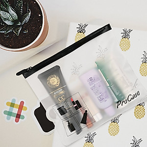 ProCase TSA Approved Fly Travel Toiletry Bag Makeup Pouch, Durable Quart-Size Carry-On Clear Small Handy Bag with Zipper for Liquids Bottles Tubes Cosmetics Container (2-Pack)