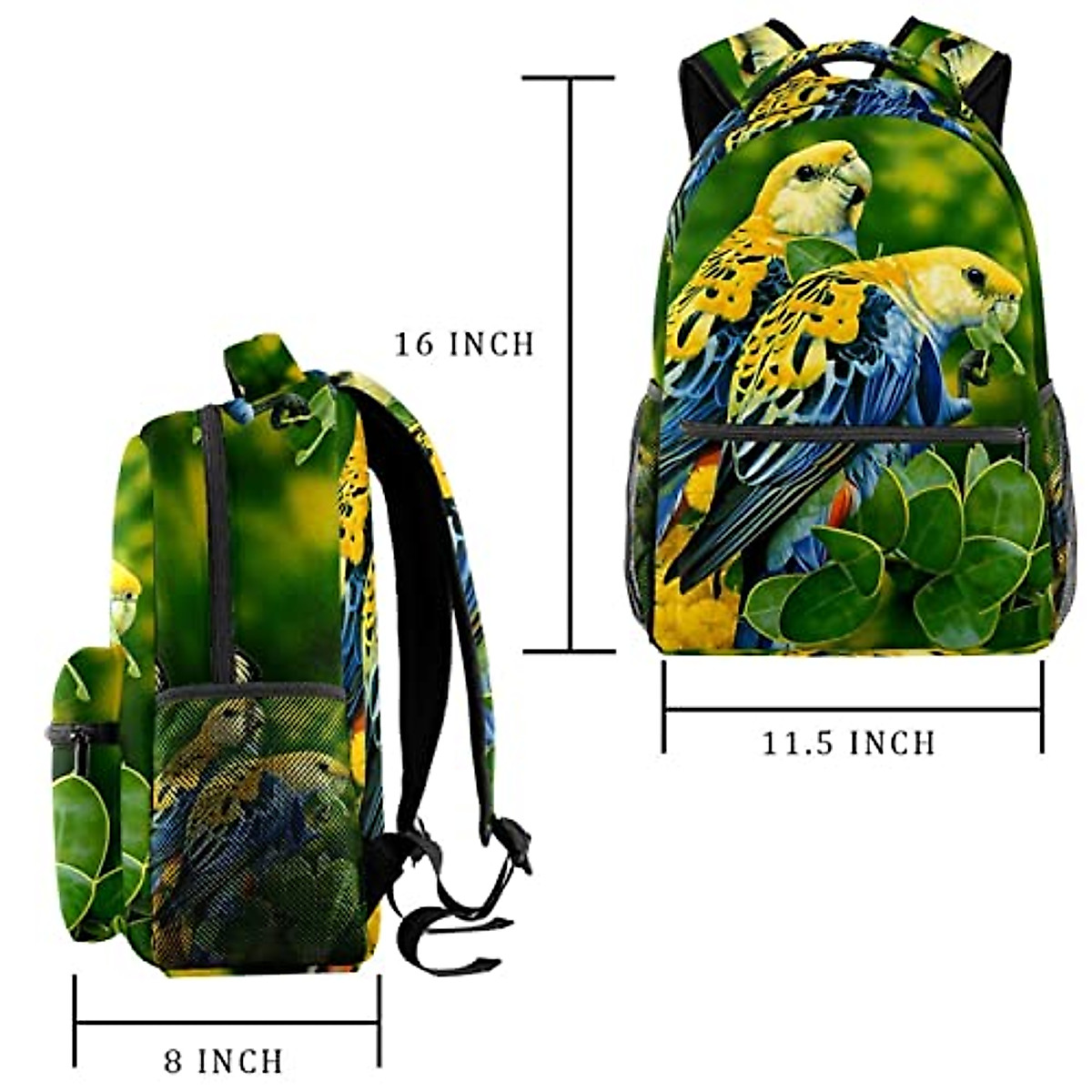 School Backpack Travel Backpack,Boy Girl Backpack,parrots butterfly tree flowers,Outdoor Sports Rucksack Casual Daypack