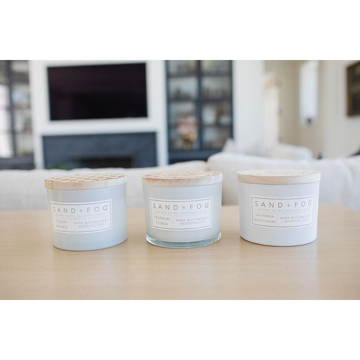 Sand + Fog Scented Candle - California Beach House – Additional Scents and Sizes – 100% Cotton Lead-Free Wick - Luxury Air Freshening Jar Candles - Perfect Home Decor – 12oz