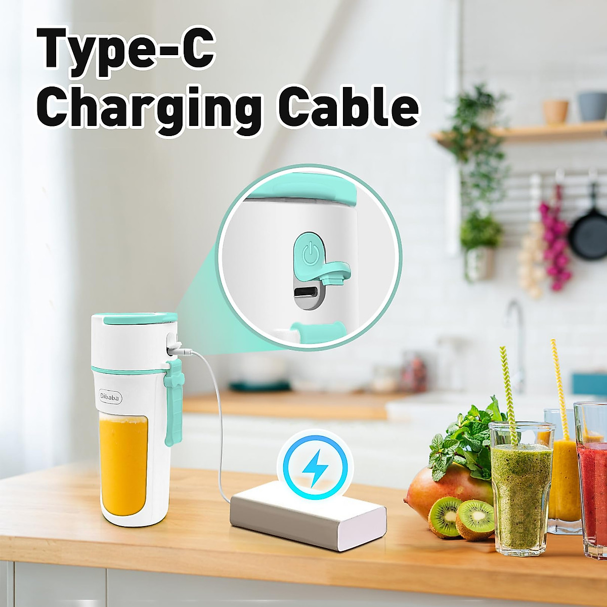 Portable Blender, personal Blender For Shakes and Smoothies, Personal Blender USB Rechargeable, Fresh Juice Blender With 10 Blades White