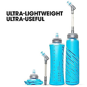 HydraPak UltraFlask Speed 500ml 2-Pack - Collapsible Soft Flask Water Bottle for Hydration Vests and Running Packs with Easy Open Cap (500 ml/17 oz), Malibu Blue