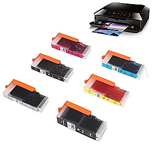 FTVOGUE 250‑251 Multi Colors Ink Cartridge Replacement Printer Inkjet Cartridges for PIXMA (BK BK C M Y GY 6 Colors)