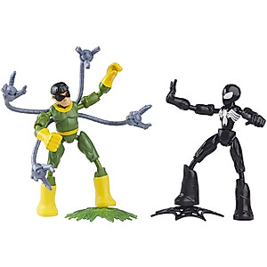 Spider-Man Marvel Bend and Flex Black Suit Vs. Doc Ock Action Figure Toys, 6-inch Flexible Figures, for Kids Ages 4 and Up