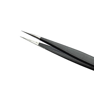 Vetus Anti-static SMD Black Tweezer Non-magnetic Stainless Steel Pointed Tip ESD-12