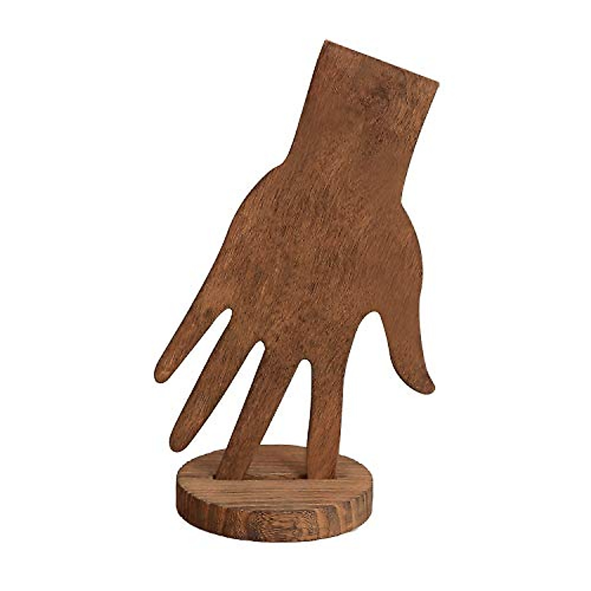 MOOCA 6-Piece Wooden Hand Form Jewelry Display Set - 2-Way Design for Wall Hanging or Standalone Mannequin Finger Hand Display, Brown Color