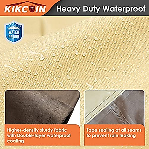 Heavy Duty Patio Chair Covers Waterproof, 2 Pack Lounge Deep Seat Cover 35"W x 38"D x 31"H, Heavy Duty Lawn Patio Outdoor Furniture Covers Waterproof with Air Vents for All Weather, Khaki & Brown