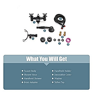 Aolemi Bathtub Faucet with Hand Shower Oil Rubbed Bronze Wall Mount Tub Spout Double Cross Handle Mixer Tap Victoria Vintage Telephone Shape Shower Set