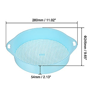 MECCANIXITY Garden Sifting Pan, Round Potting Sieve Plastic Mesh Filter Soil Screen Gardening Tool for Garden Yard, Blue