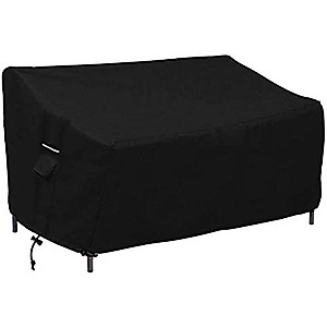 Patio Outdoor Sofa Covers Waterproof Black Loveseat Covers,Lawn Bench Covers Stackable Heavy Duty Outside Couch Covers Patio Furniture Covers,Outdoor Lounge Seat Covers Water Resistant,Black