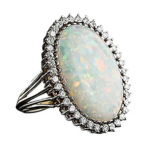 Rings for Women Diamond Artificial Stone Geometric Oval Openwork Ring Ladies Jewelrya Good Gift for a Girlfriend, Boyfriend, Family