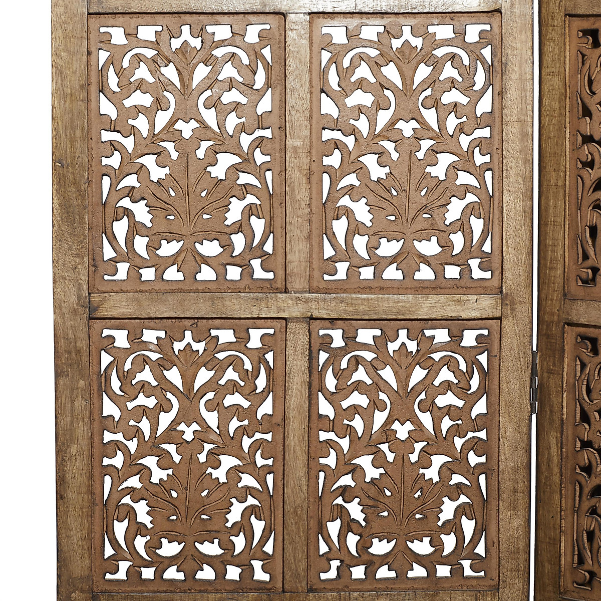 Deco 79 Wood Floral Handmade Partition Room Divider Screen, LARGE SIZE, Brown