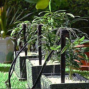 Adjustable Irrigation Drippers,Adjustable 360 Degree Water Flow Drip Irrigation System Drip Emitters for 4/7mm Tube PE Pipe for Flower beds, Vegetable Gardens, Herbs Gardens 50PCS