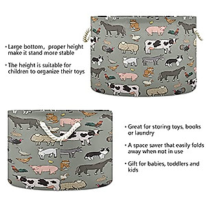 xigua Large Storage Basket Cotton Rope Basket Farm Animals Pattern Baby Laundry Basket for Blankets Toys Storage Basket Laundry Hamper