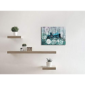 Mofutinpo Bathroom Teal Decor Dream Tractors Dandelion Canvas Wall Art Farmhouse Room Decor for Bedroom Walls Aesthetic House Wall Decor 12x16 inches