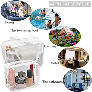 APREUTY Clear Makeup Bags, TSA Approved 6Pcs Cosmetic Makeup Bags Set Clear PVC with Zipper Handle Portable Travel Luggage Pouch Airport Airline Organization (White)