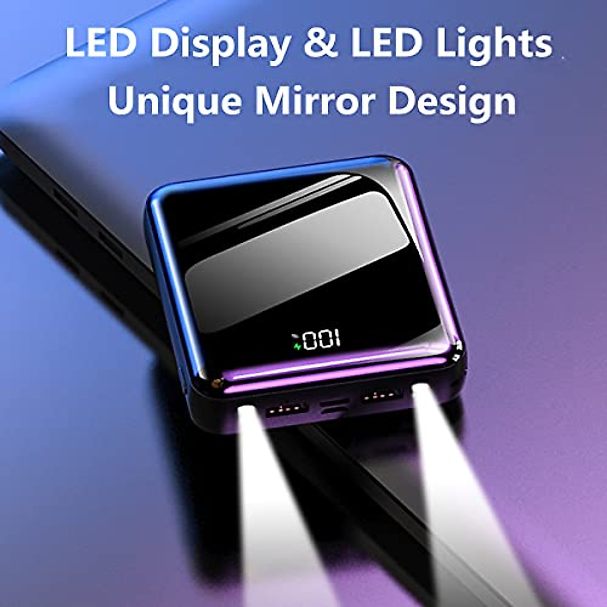 The perseids 10000mAh Portable Power Bank Built in Cables Portable Charger 22.5W 3A Fast Charging Battery Pack with LED Digital Display Compatible with iPhone, Samsung Galaxy, Tablet and More