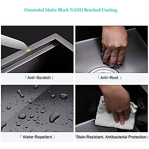 27 Inch Black Farmhouse Sink Workstation-Bokaiya 27x22 Matte Black Stainless Steel Farmhouse Apron Front 16 Gauge Single Bowl Farm Sink with Cutting Board