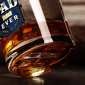 Luka Tech Gifts For Dad From Son Daughter, Vintage Whiskey Glass Tumbler 11oz with 3D Metal Badge,Unique Birthday Gifts for Dad,Men,Grandpa,Father,Fathers Day