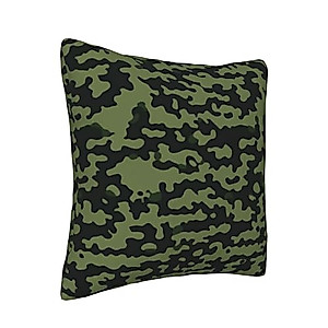 AdaNti Camo Green Print Corduroy Throw Pillow Covers Soft Square Throw Pillow Case Home Decorations for Bed Sofa Living Room 16"x16"