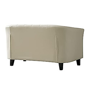 Husbedom 50 Inches Loveseat, Small Air Leather Couch for Small Spaces, Mini Sofa with Button Tufted Décor for Bedroom, Love Seats Furniture, Living Room, Bedroom, Apartment, Dorm, Beige