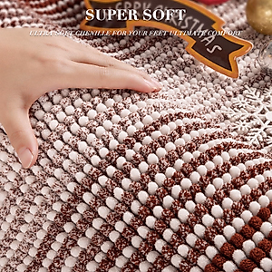 Bathroom Rugs and Mats Sets, 2 Piece Thick Absorbent Chenille Bath Mat Rug Set Non Slip, Soft Shaggy Bath Room Floor Mats for Bathroom, Machine Washable (Burgundy Red, 20" x 47" Plus 16" x 24")