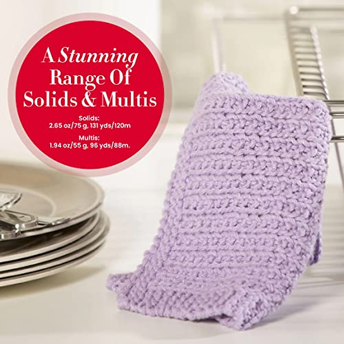 Premier Yarns Home Cotton Yarn, Ideal Knitting and Crochet Supplies, Made of Recycled Cotton, 96 yds, Rainbow